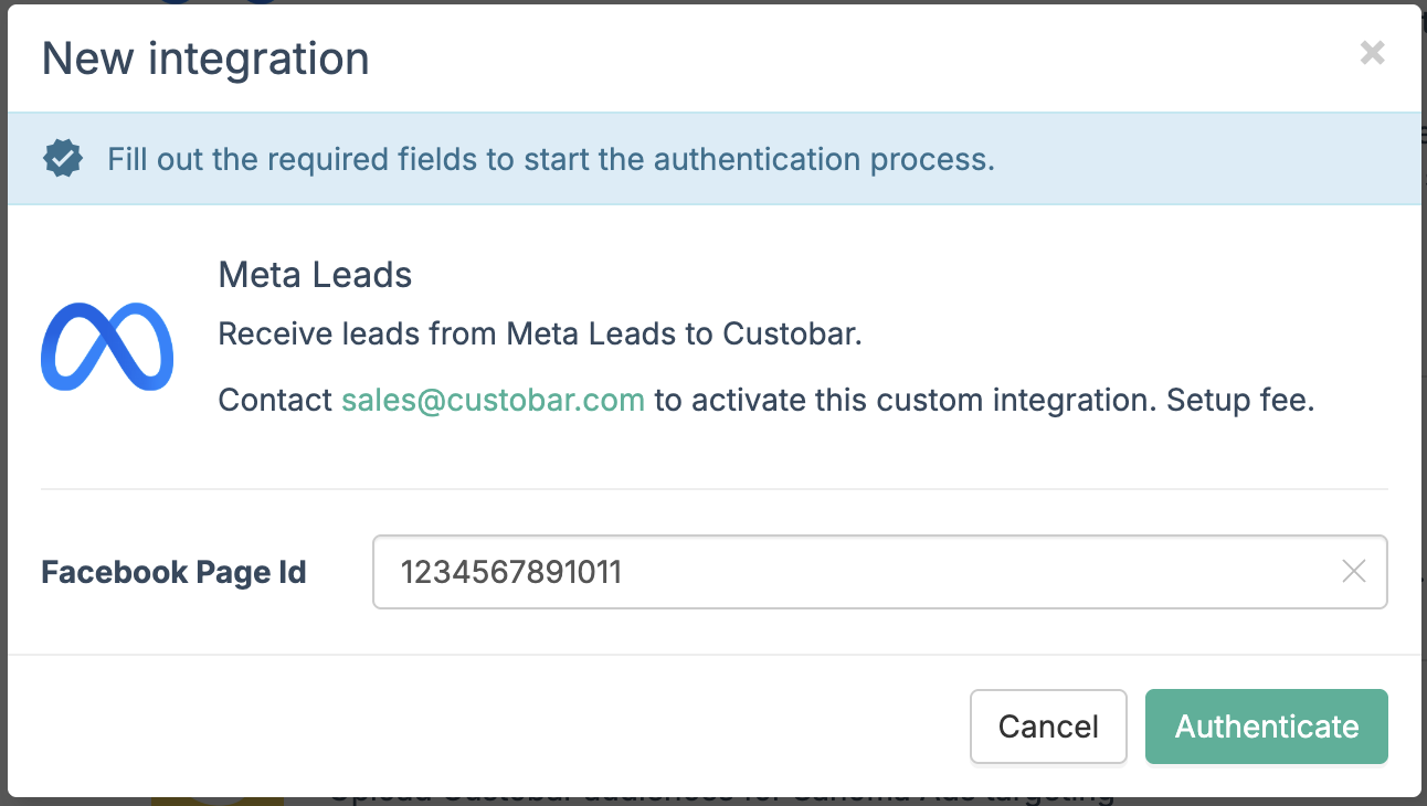How to activate Custobar's Meta Lead Ads integration?